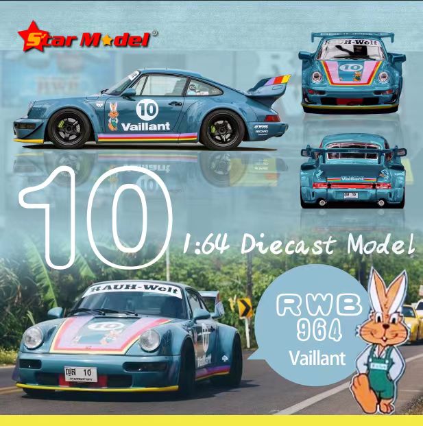 Star Model Porsche RWB 964 GT Wing Green Vaillant #10 Ordinary 1:64 ...