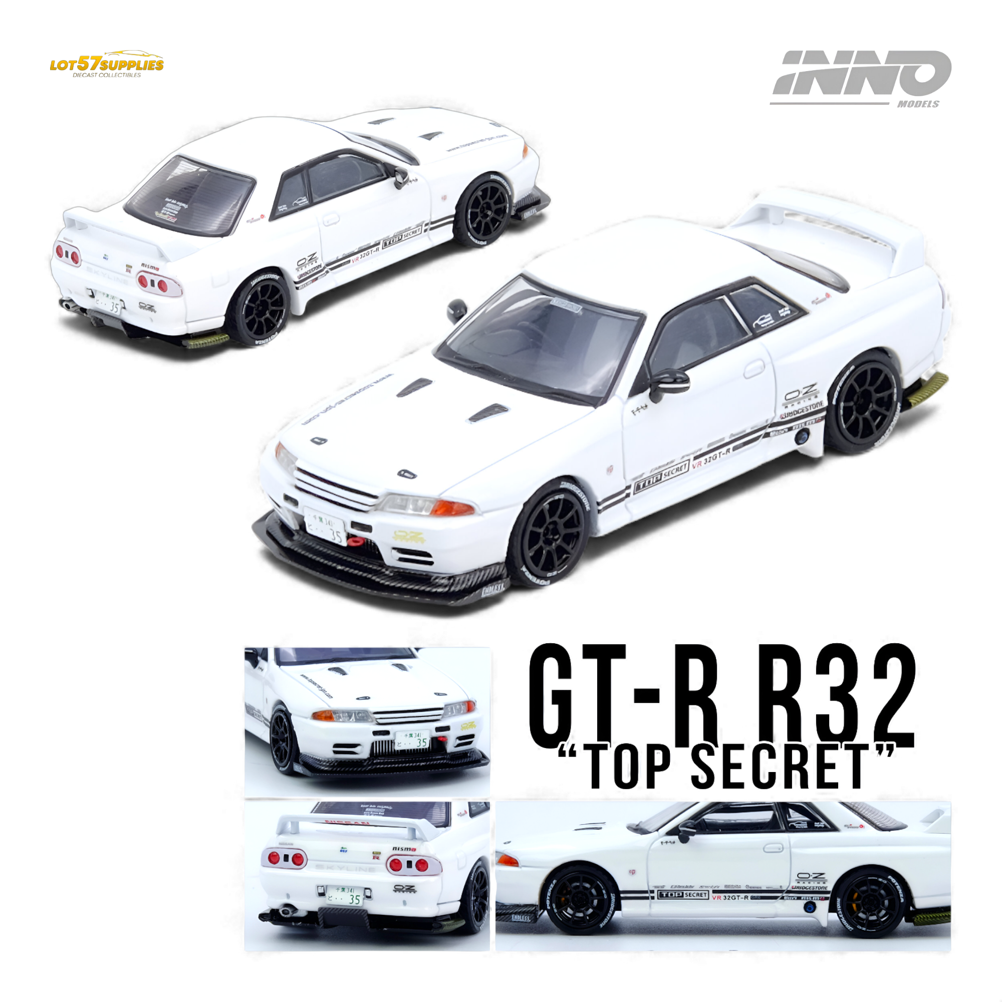 (Pre-Order) INNO64 TOP SECRET VR32 GT-R - White 1:64